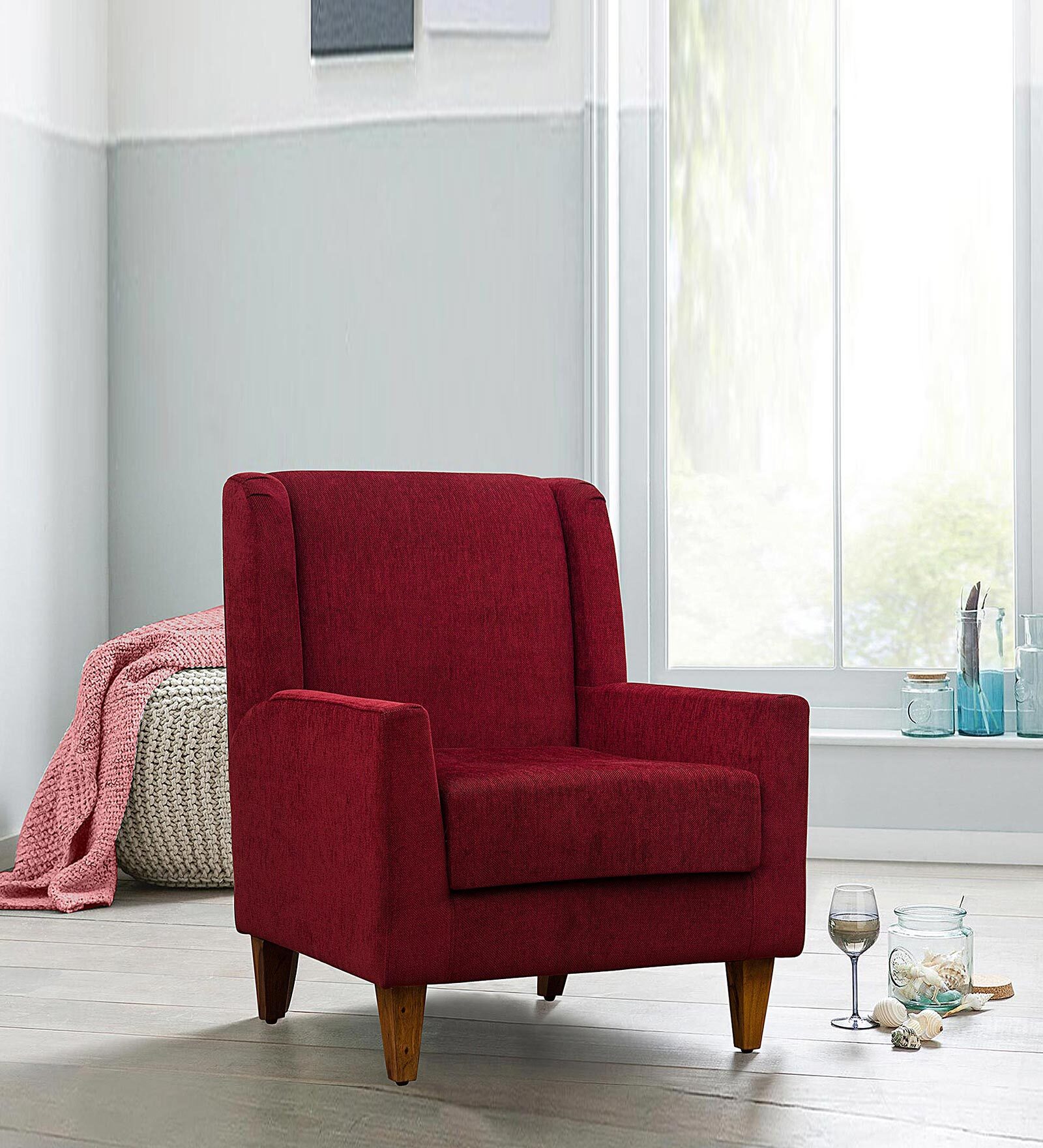 Buy Dalton Lounge Chair In Red Colour at 50% OFF by Tweak Homes | Pepperfry