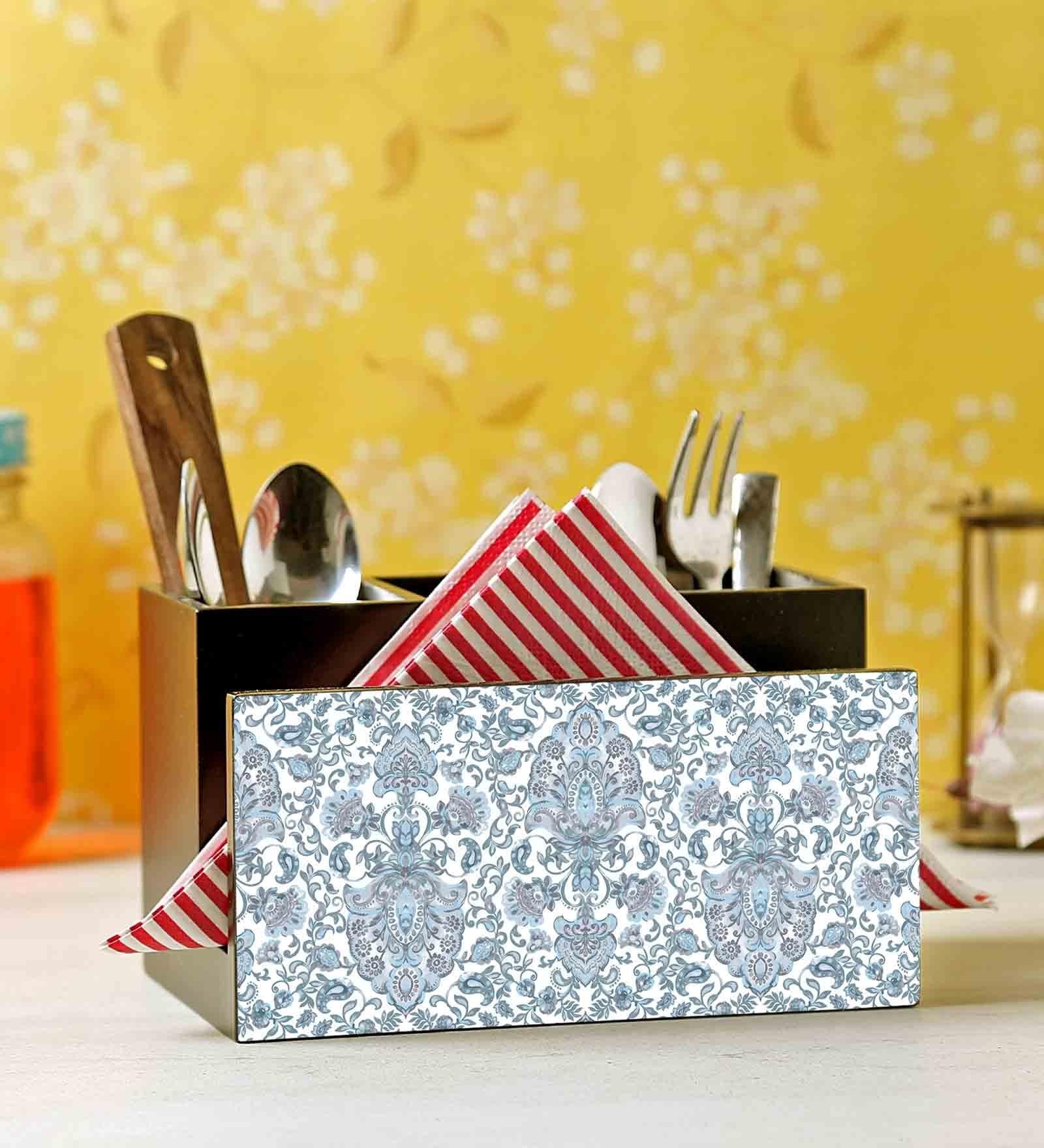 Buy Blue Mdf Wood Cutlery Holder by Reinvention Factory Online ...