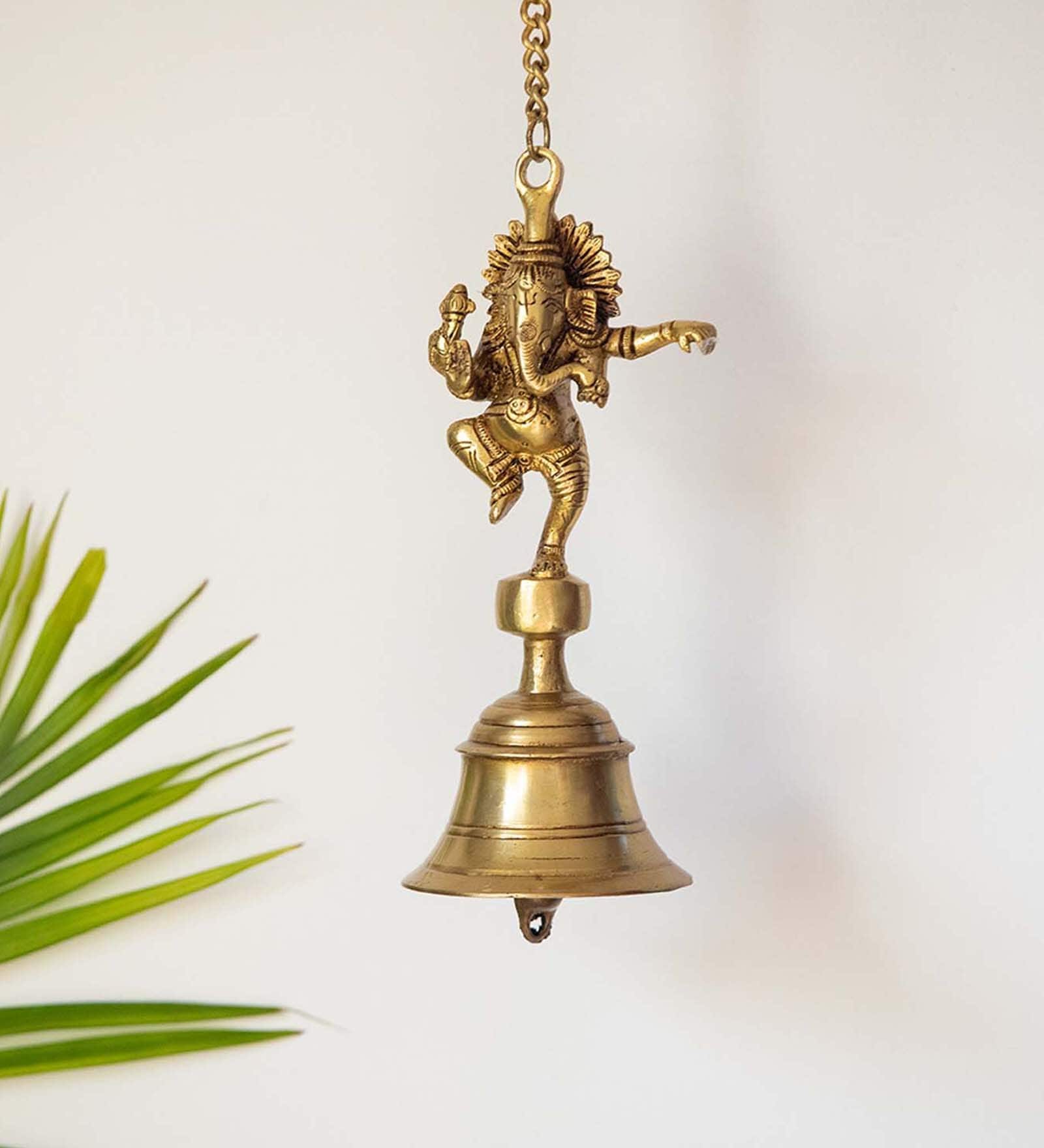 Buy Dancing Ganpati Hand-Etched Gold Brass Decorative Hanging Bell at ...