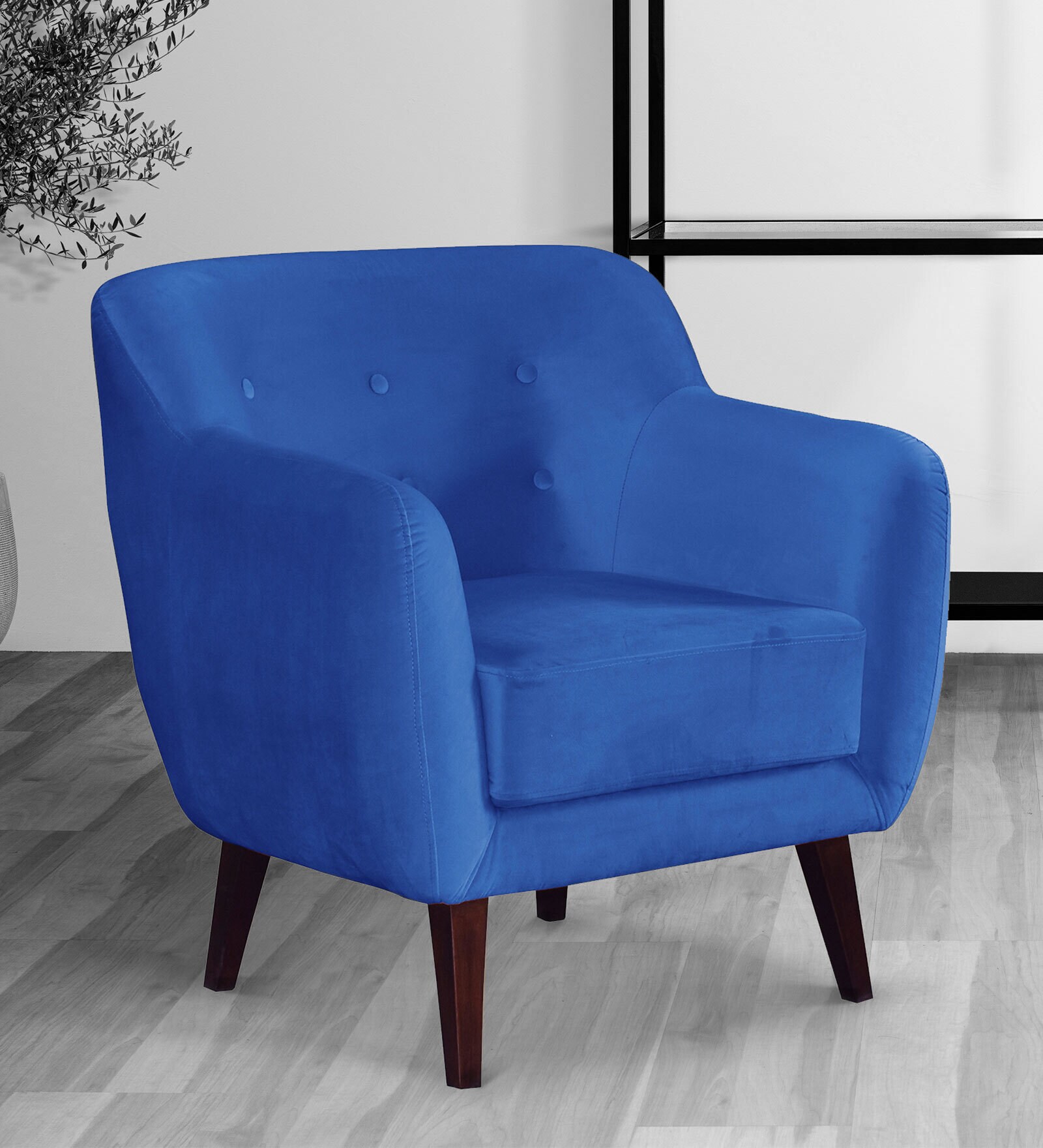 Buy Darcy Fabric 1 Seater Sofa in Navy Blue Colour at 30% OFF by ...