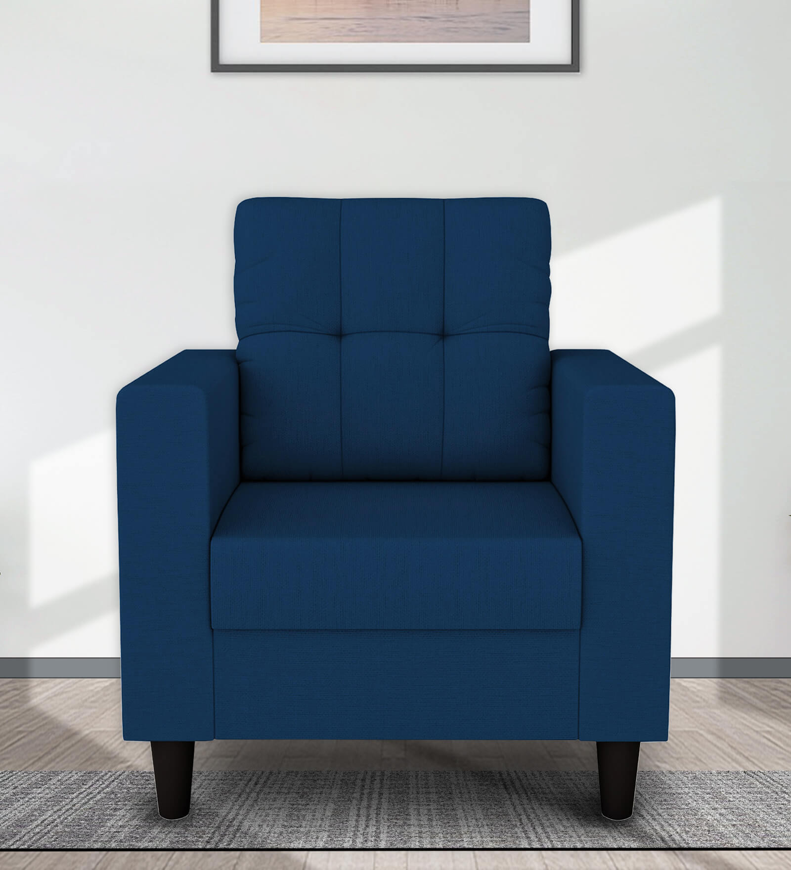 Buy Darcy Fabric 1 Seater Sofa in Blue Colour at 20% OFF by Adorn India ...