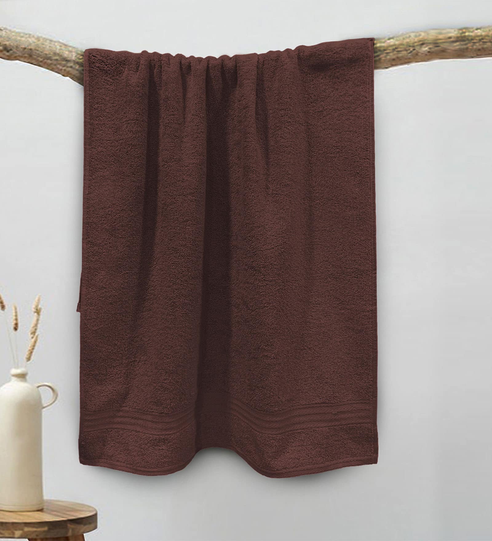 Buy Dark Brown Anatolia Solid 500 GSM Cotton Bath Towel By Sassoon Fab ...
