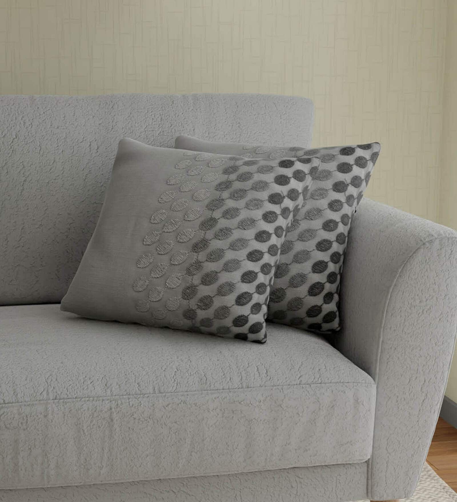 Buy Dark Grey Textured Polyester 16 x 16 Inches Embroidered Cushion ...