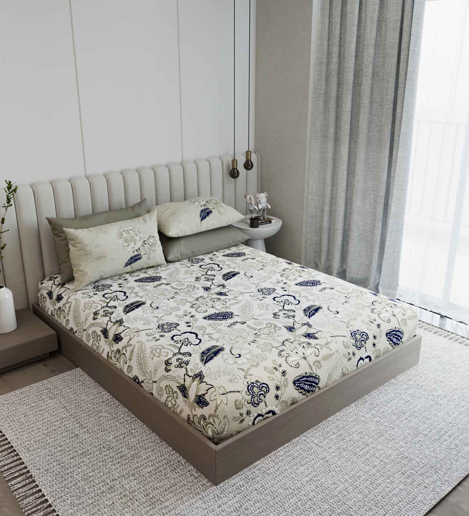 Buy Multicolor Printed 200 TC Pure Cotton King Sized Bedsheet with 2 Pillow Covers at 24% OFF by ...