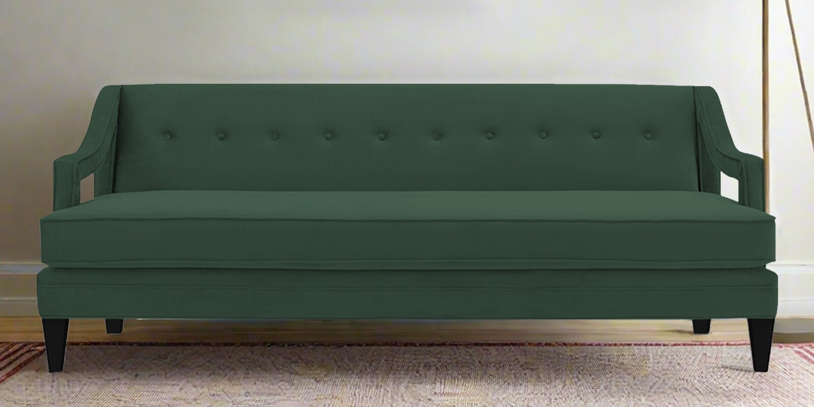 Buy Daffy Velvet 3 Seater Sofa in Amazon Green Colour at 53% OFF by ...