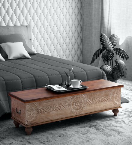 Buy Damion Solid Wood Linen Trunk in Distress Finish by Bohemiana ...