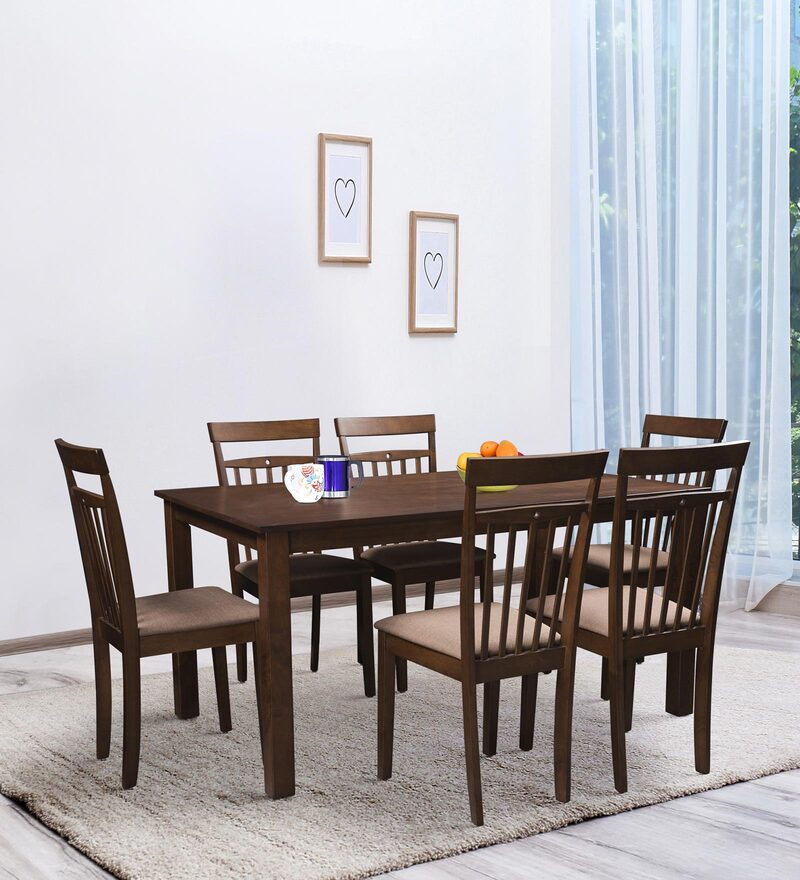 Buy Daisy Solid Wood 6 Seater Dining Set in Wenge Finish by HomeTown ...