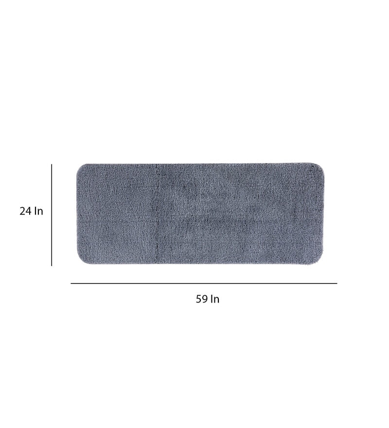 Buy Dark Grey Solid Polyester 59 x 24 Inches Anti-skid Bath Mats By ...