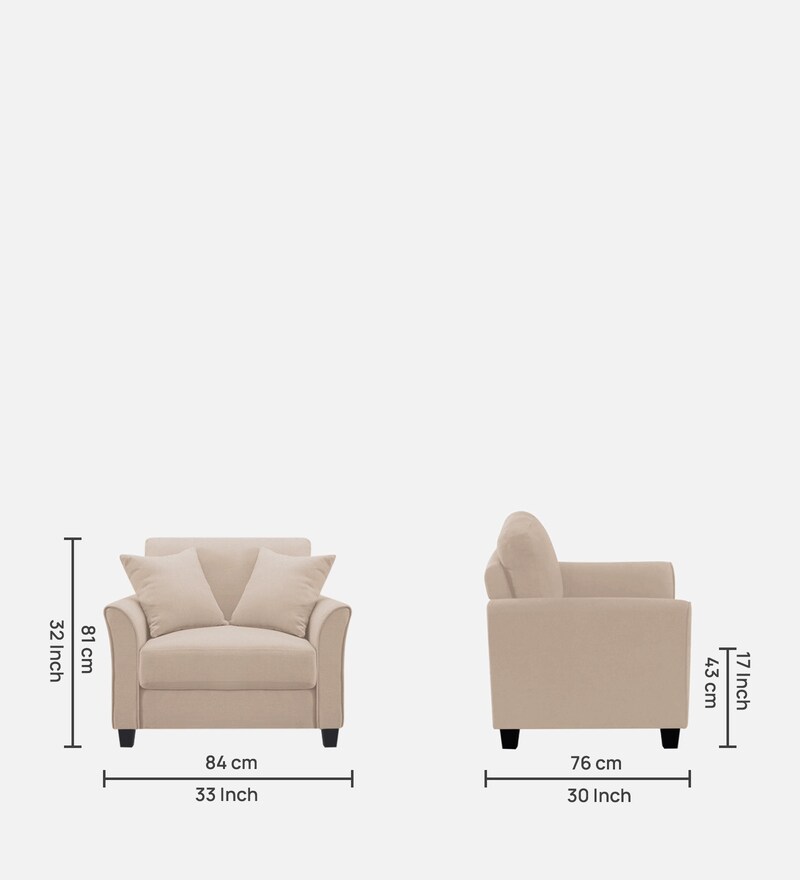 Buy Daroo Velvet 1 Seater Sofa in Camel Beige Colour by Febonic Online ...