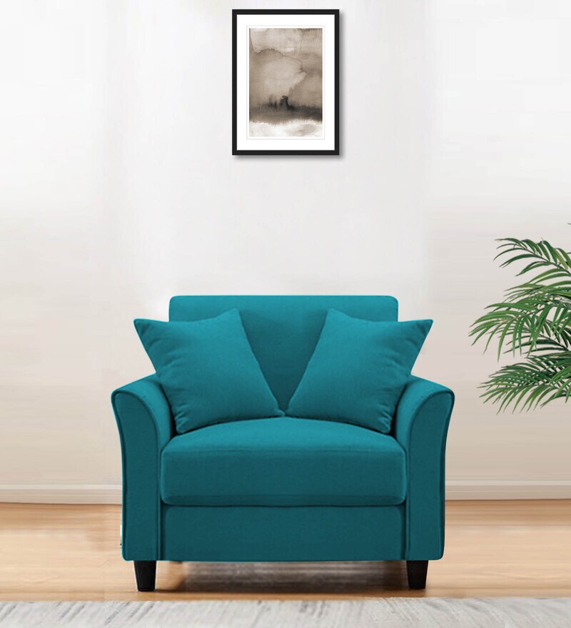 Buy Daroo Velvet 1 Seater Sofa in Pine Green Colour by Febonic Online ...