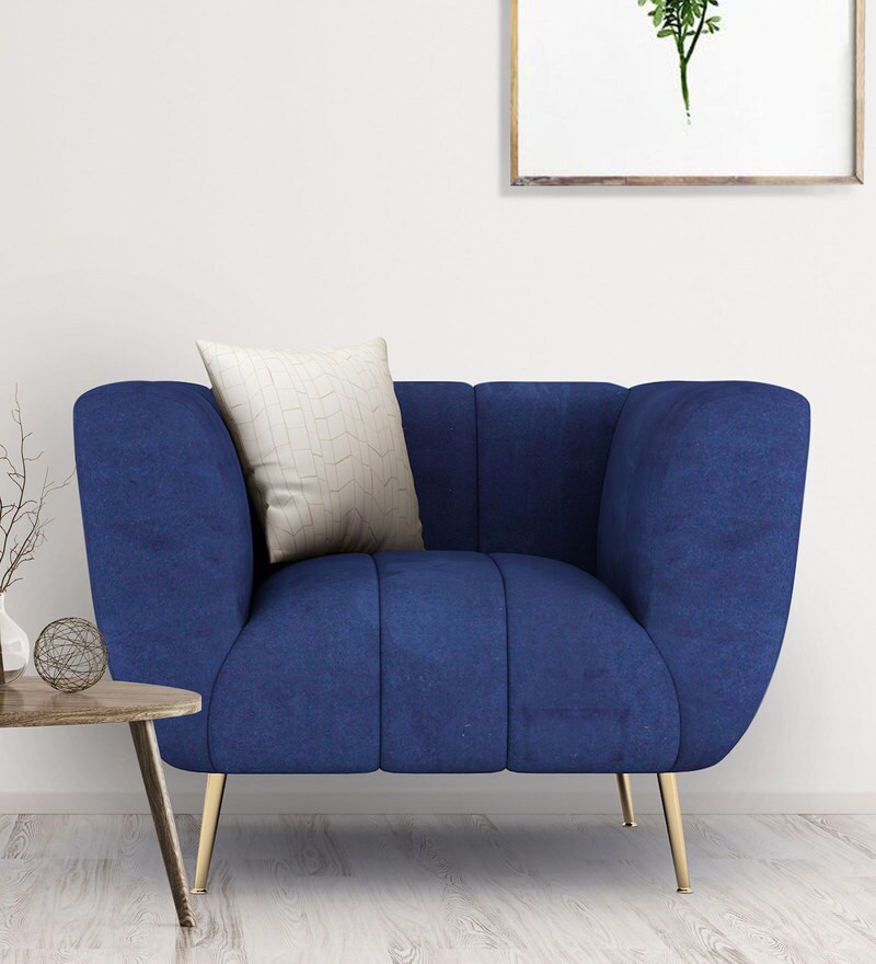 Buy Darwin 1 Seater Sofa in Blue Colour by Urban Living Online - Contemporary 1 Seater Sofas - 1 ...