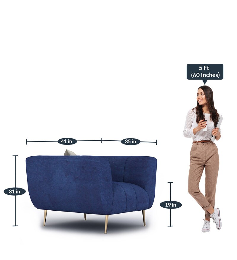 Buy Darwin 1 Seater Sofa in Blue Colour by Urban Living Online - Contemporary 1 Seater Sofas - 1 ...