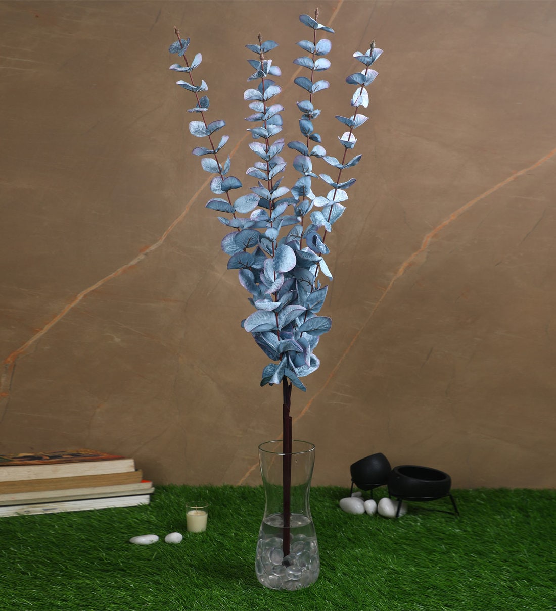 Buy Blue Velvet Velvet Eucalyptus Artificial Flowers at 49% OFF by ...
