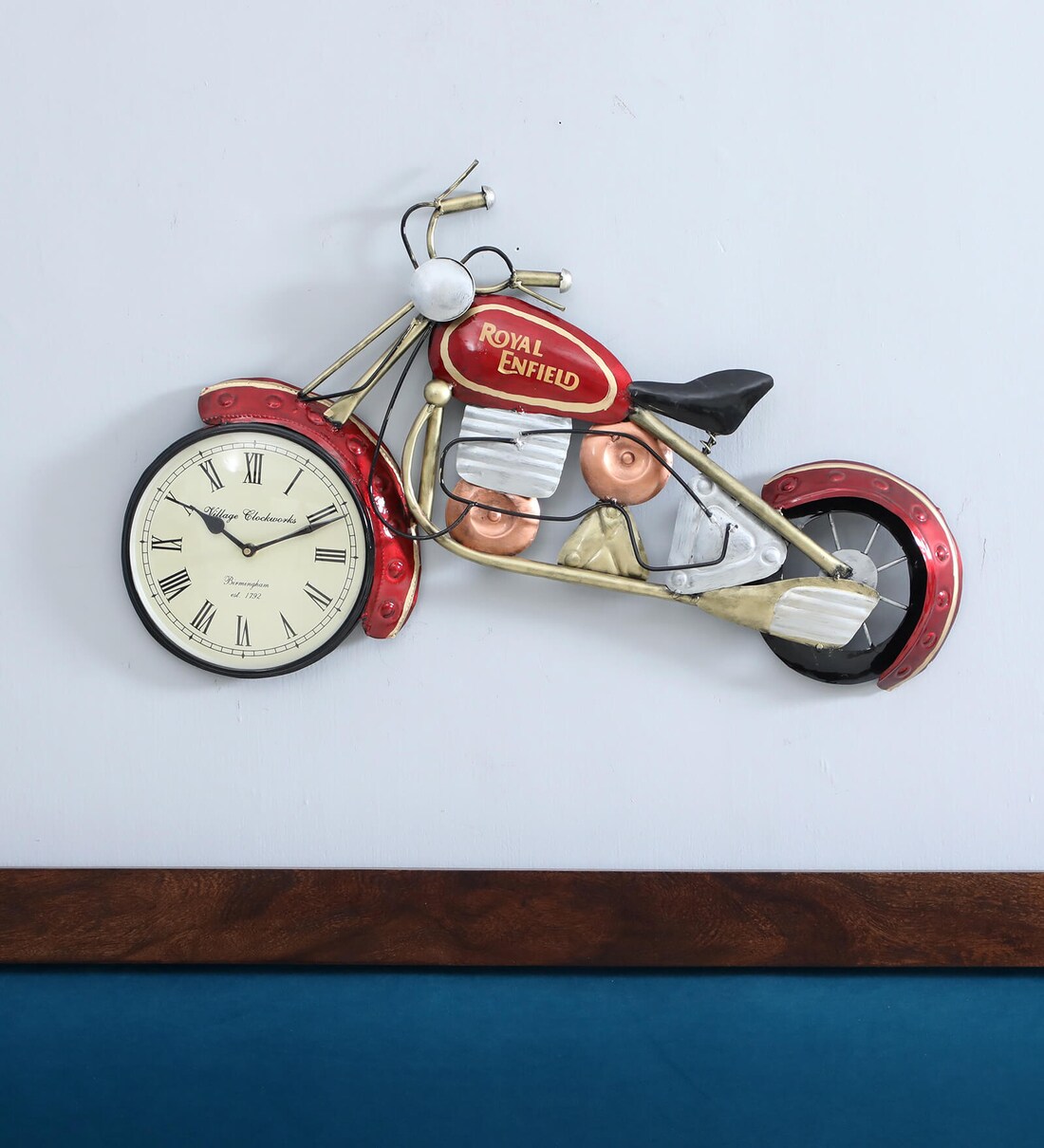Buy Decorative Bike Multicolour Iron Novelty Wall Clock at 26% OFF by Decorum | Pepperfry