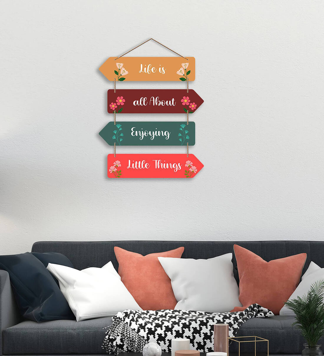 Buy Decorative Motivational Multicolour Engineered Wood Wall Hanging ...