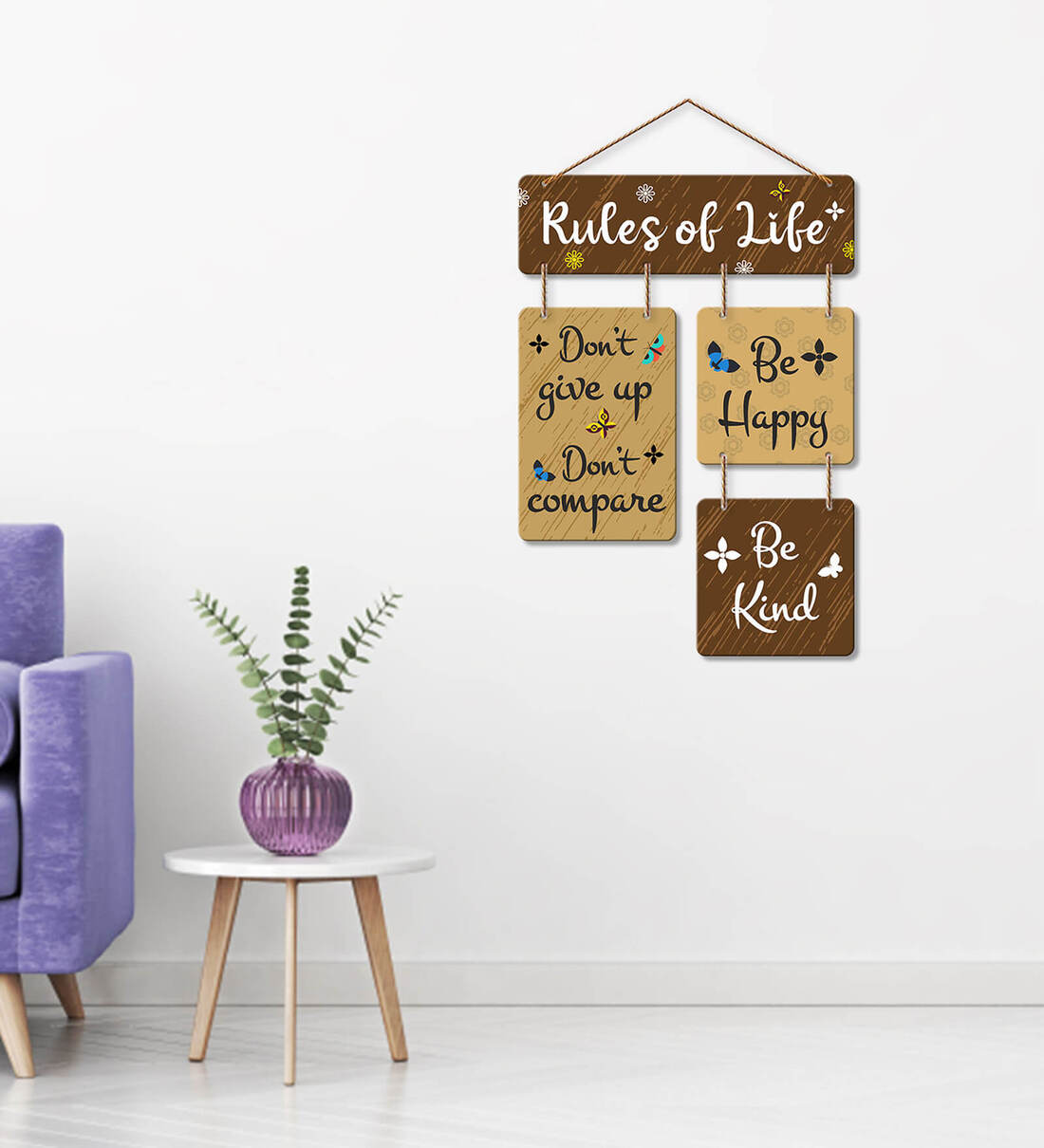 Buy Decorative Motivational Multicolour Engineered Wood Wall Hanging ...