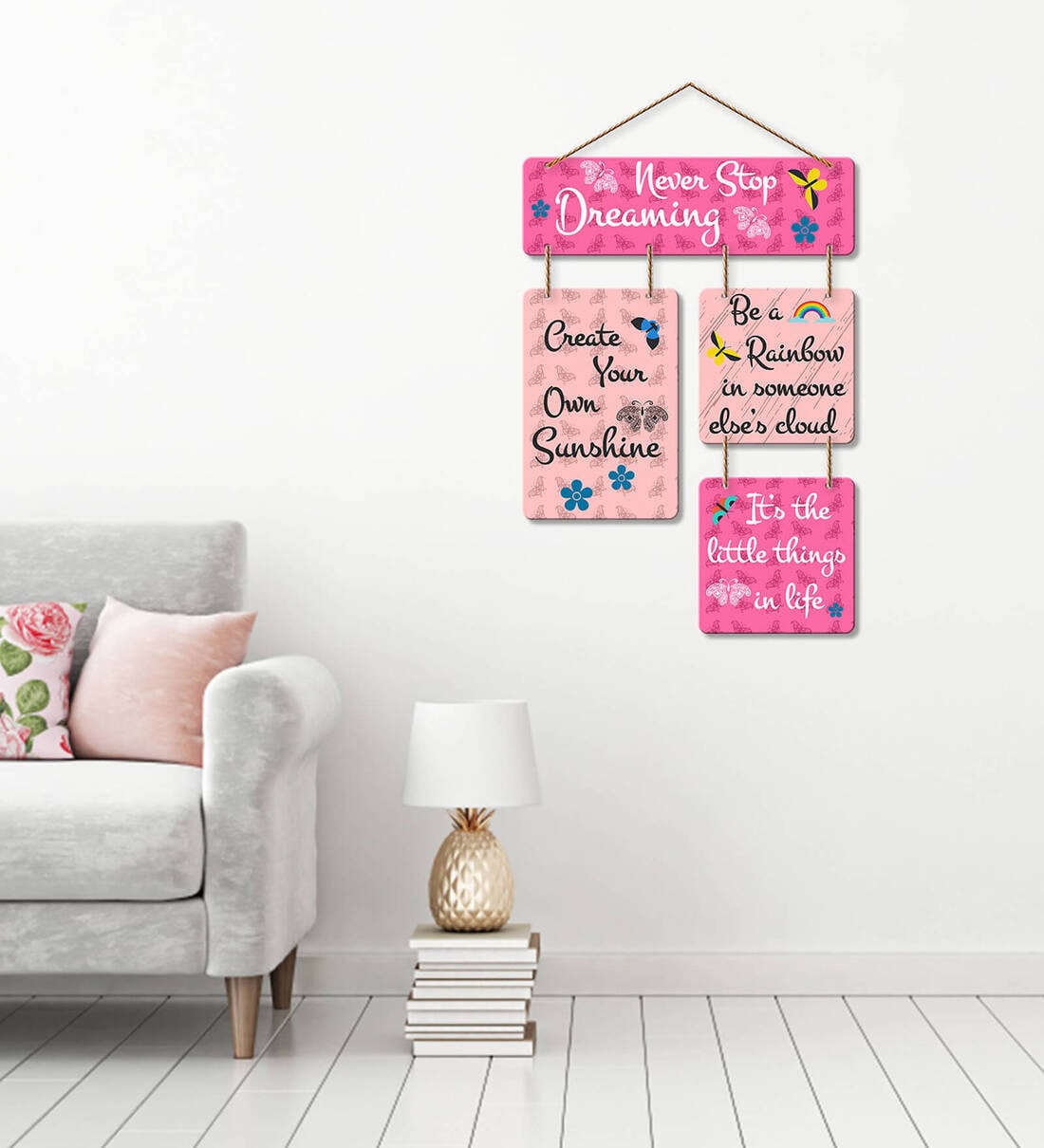 Buy Decorative Motivational Multicolour Engineered Wood Wall Hanging ...