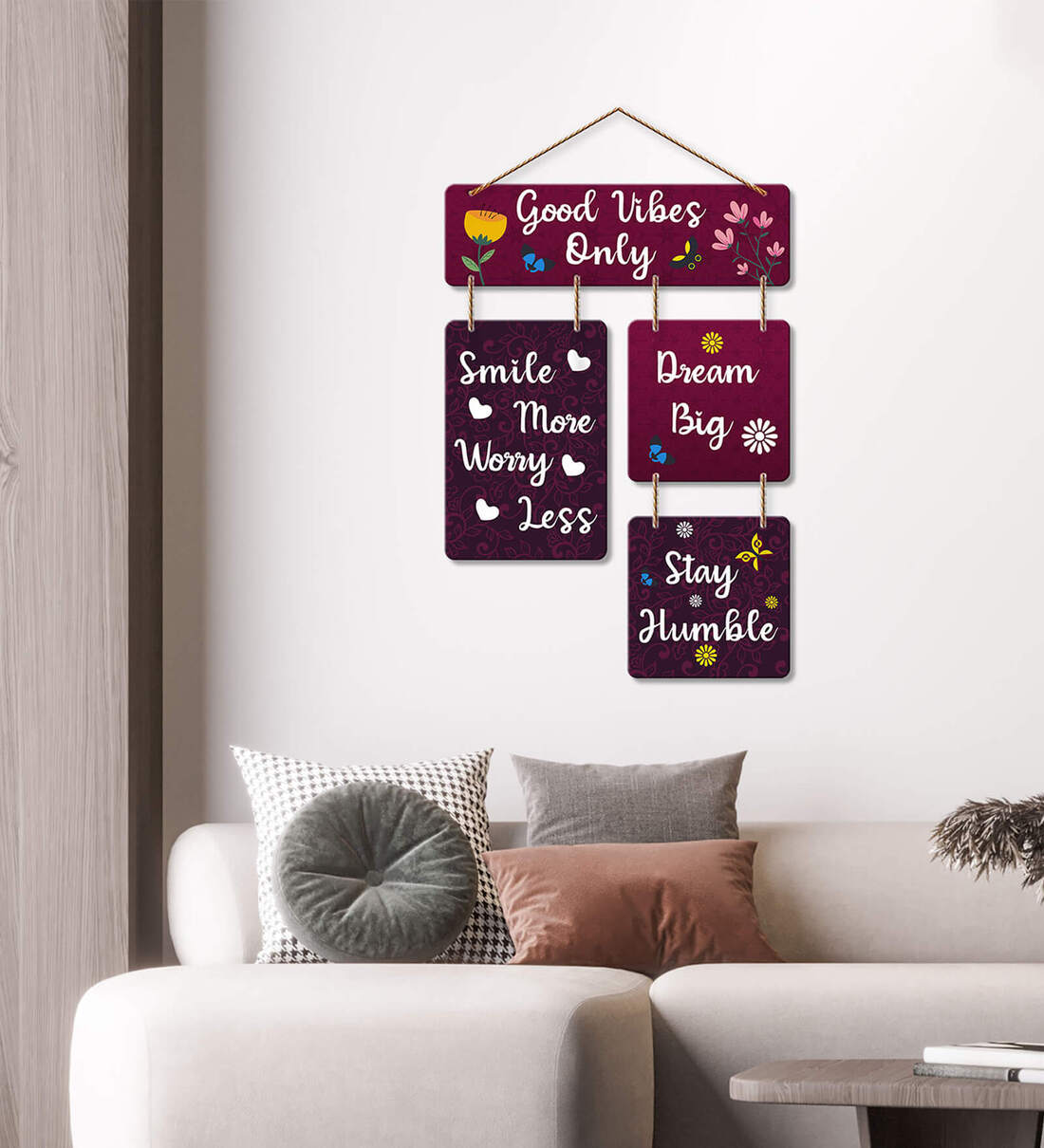 Buy Decorative Multicolour Engineered Wood Wall Hanging Quotes at 6% ...