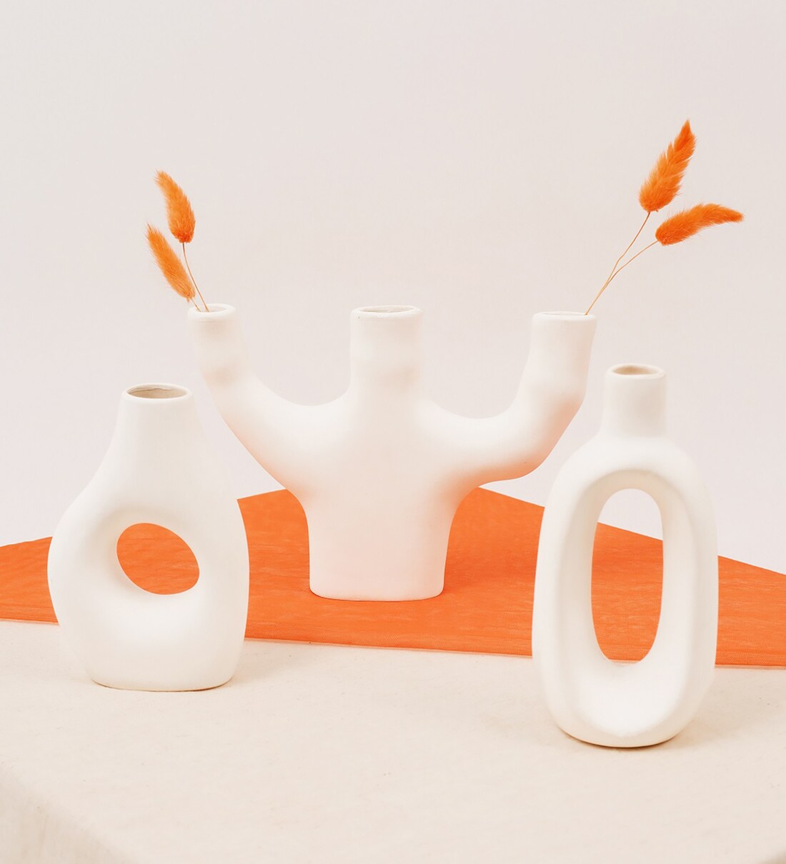 Buy Decorative Olla Set Of 3 White Ceramic Vase at 39% OFF by Purezento ...