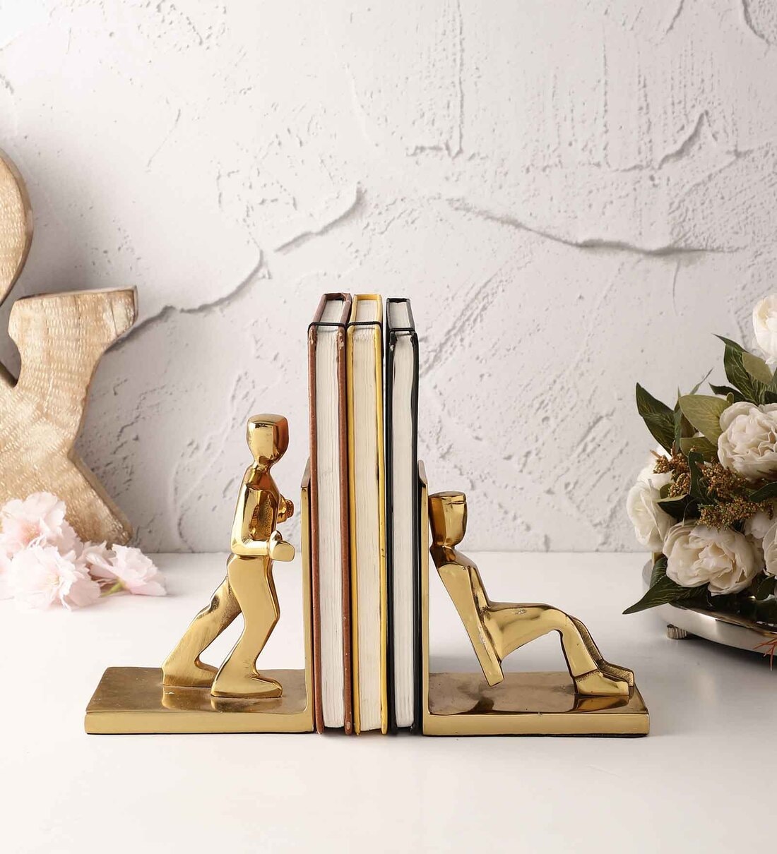 Buy Decorative Working Man Set Of 2 Gold Aluminium Bookends at 34% OFF ...