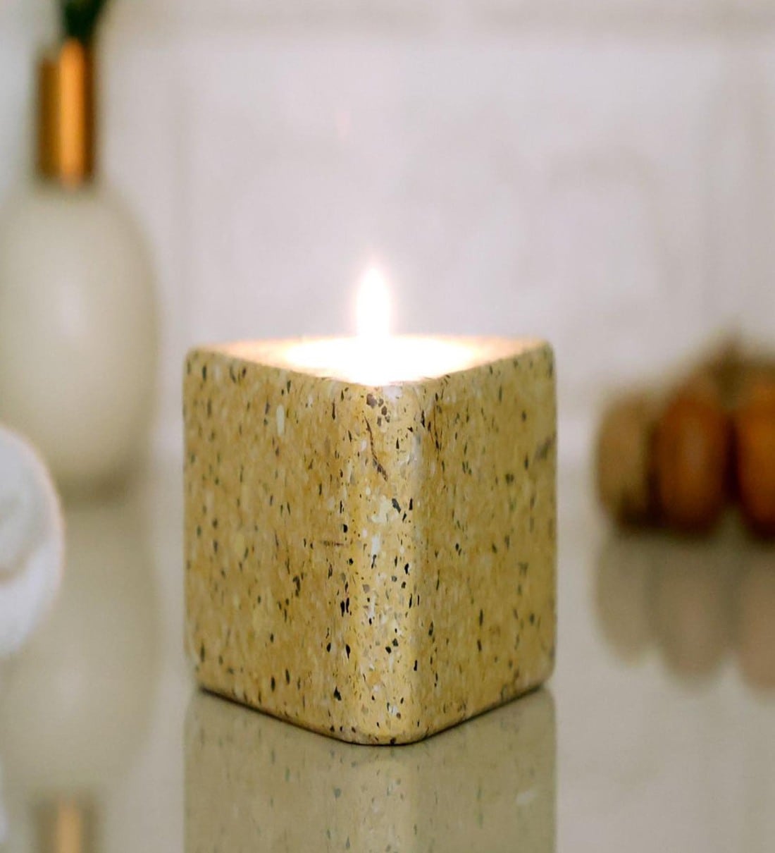 Buy Decorative Yellow Terrazo Concrete T-Light Holder by Posh N Plush ...