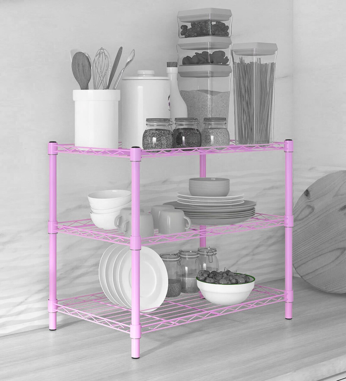 Buy Denham Kitchen Metal Racks Basic Without Oven Space In Pink Colour ...