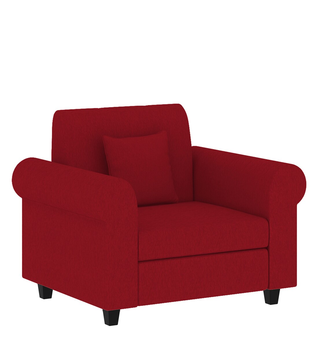 Buy Derado Fabric 1 Seater Sofa in Blood Maroon Colour Online - Rolled ...