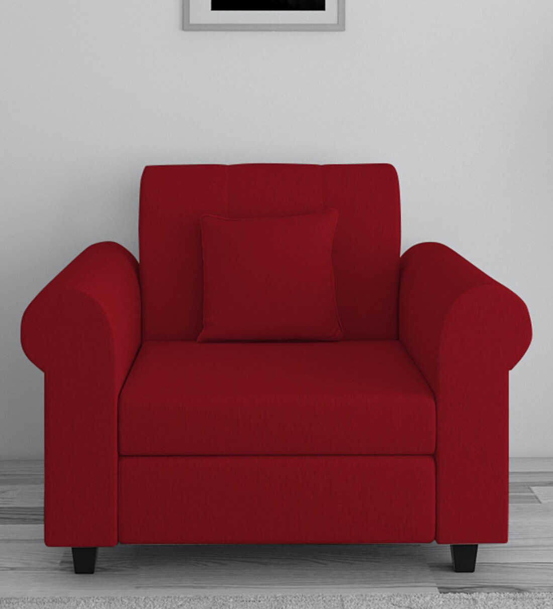 Buy Derado Fabric 1 Seater Sofa in Blood Maroon Colour Online - Rolled ...
