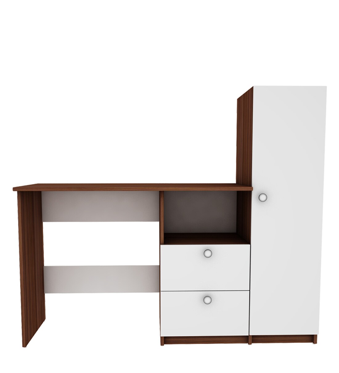 Buy Derrick Hutch Desk in Walnut & Frosty White Finish by Woodbuzz ...