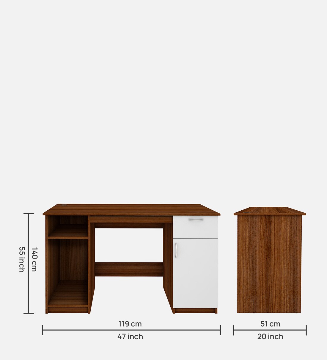 Buy Athos Computer Table in Walnut And Frosty White Finish by Woodbuzz ...