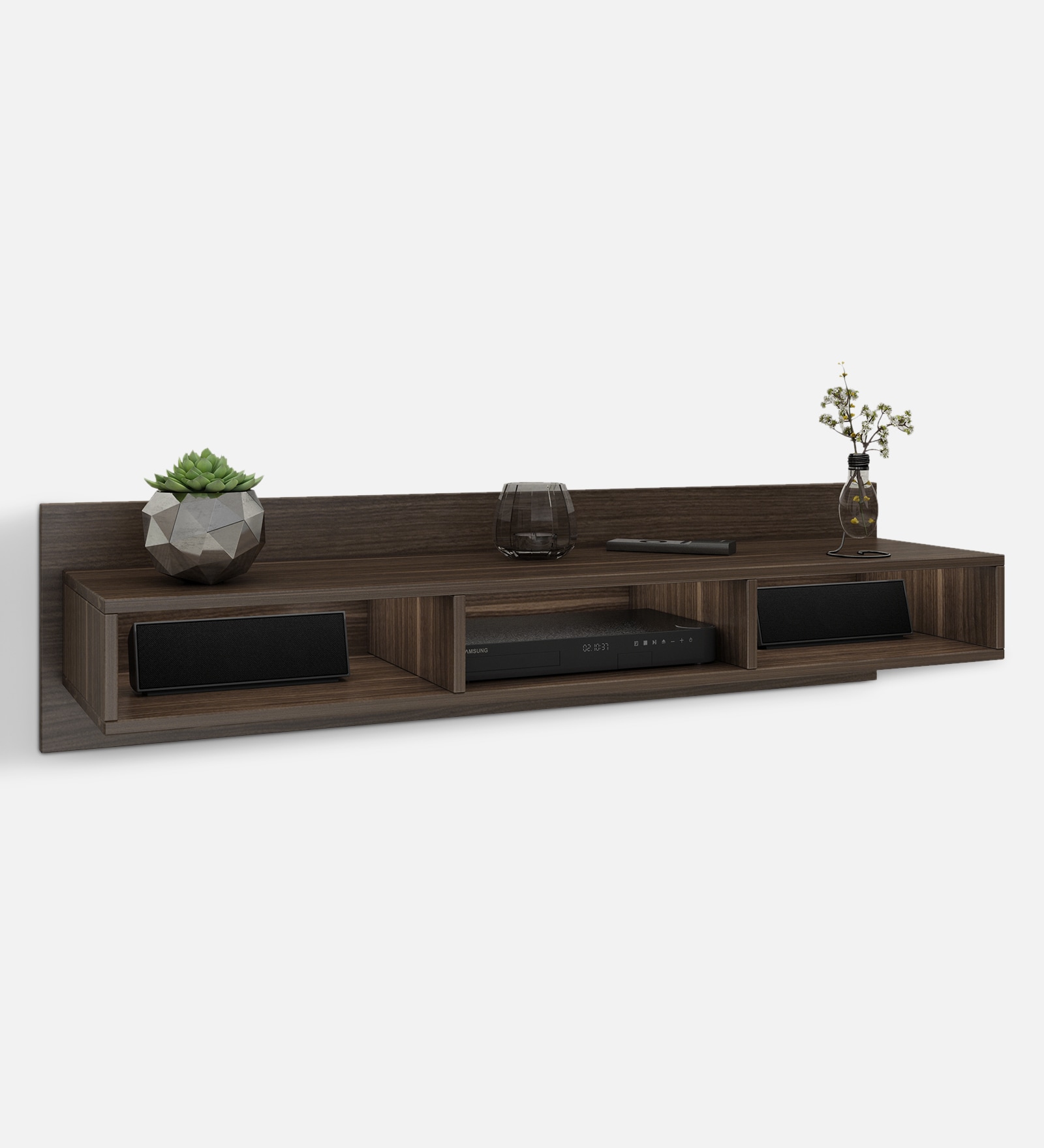 Buy Dean Wall Mount Tv Shelf In Dark Walnut Colour at 62% OFF by ...
