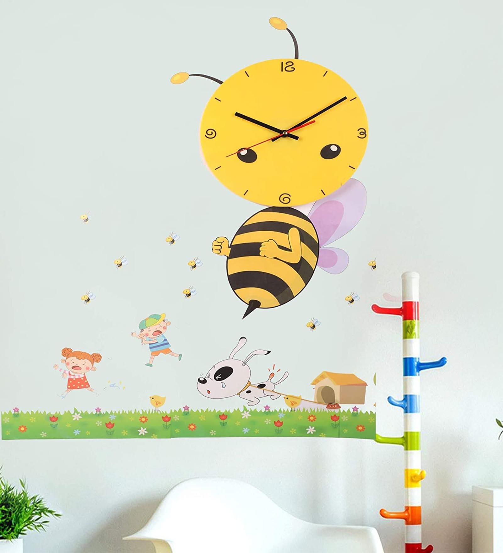 Buy Multicolor PVC Decal Honey Kids Wall Clock at 20% OFF by The Tickle ...