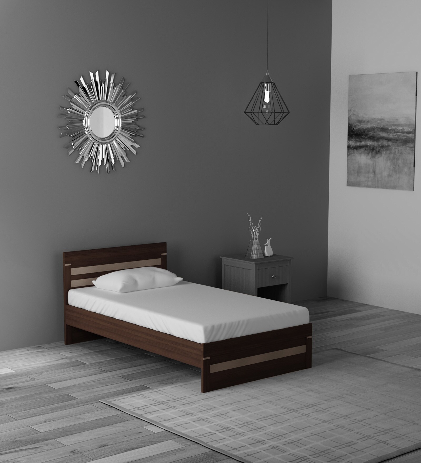 Buy Deco Single Bed in Thai Teak & Silver Finish by Decor Modular ...