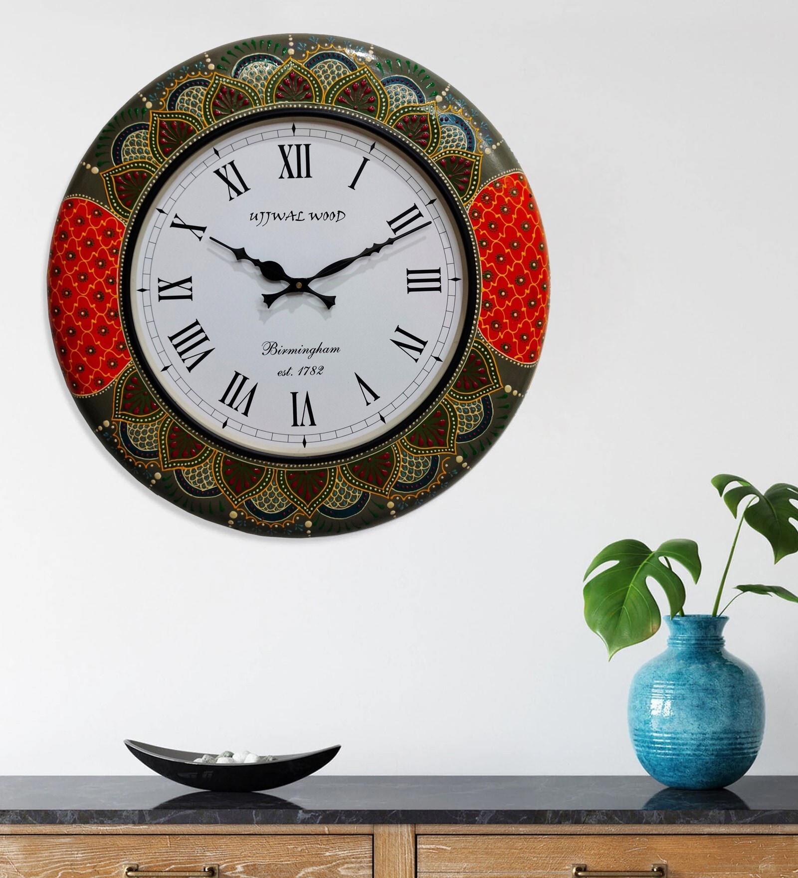 Buy Decorative Round Traditional Wall Clock at 16% OFF by Ujjwal Wood ...