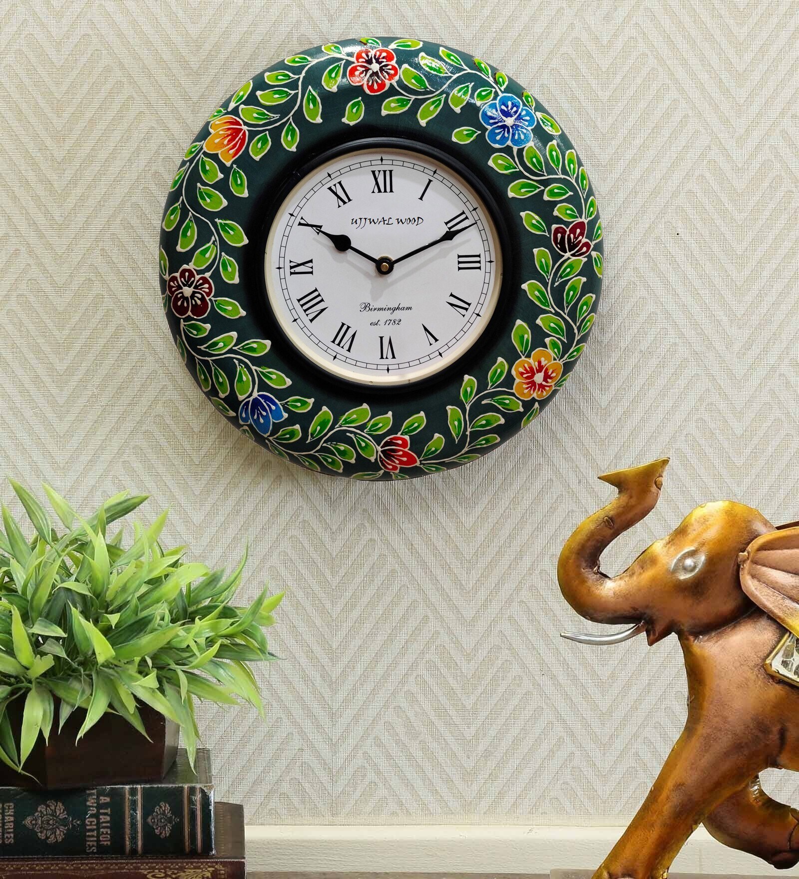Buy Decorative Round Traditional Wall Clock at 32% OFF by Ujjwal Wood ...