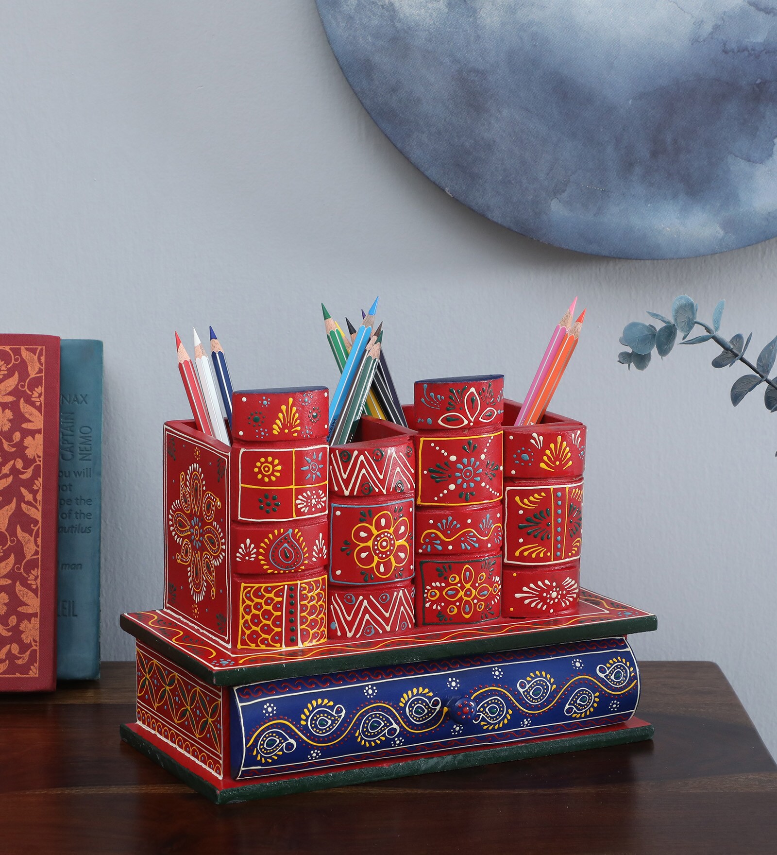Buy Decorative Pen Stand With Drawer Multicolour Wood Boxes at 29% OFF ...