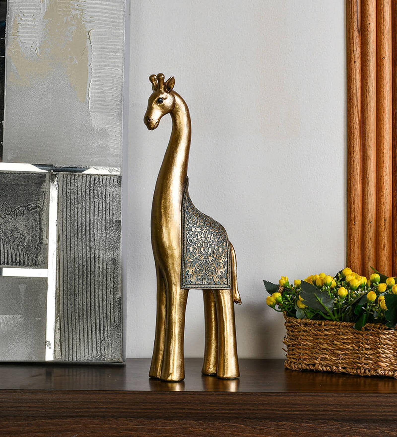 Buy Decorative Giraffe Grey & Gold Polyresin Showpiece at 100% OFF by ...
