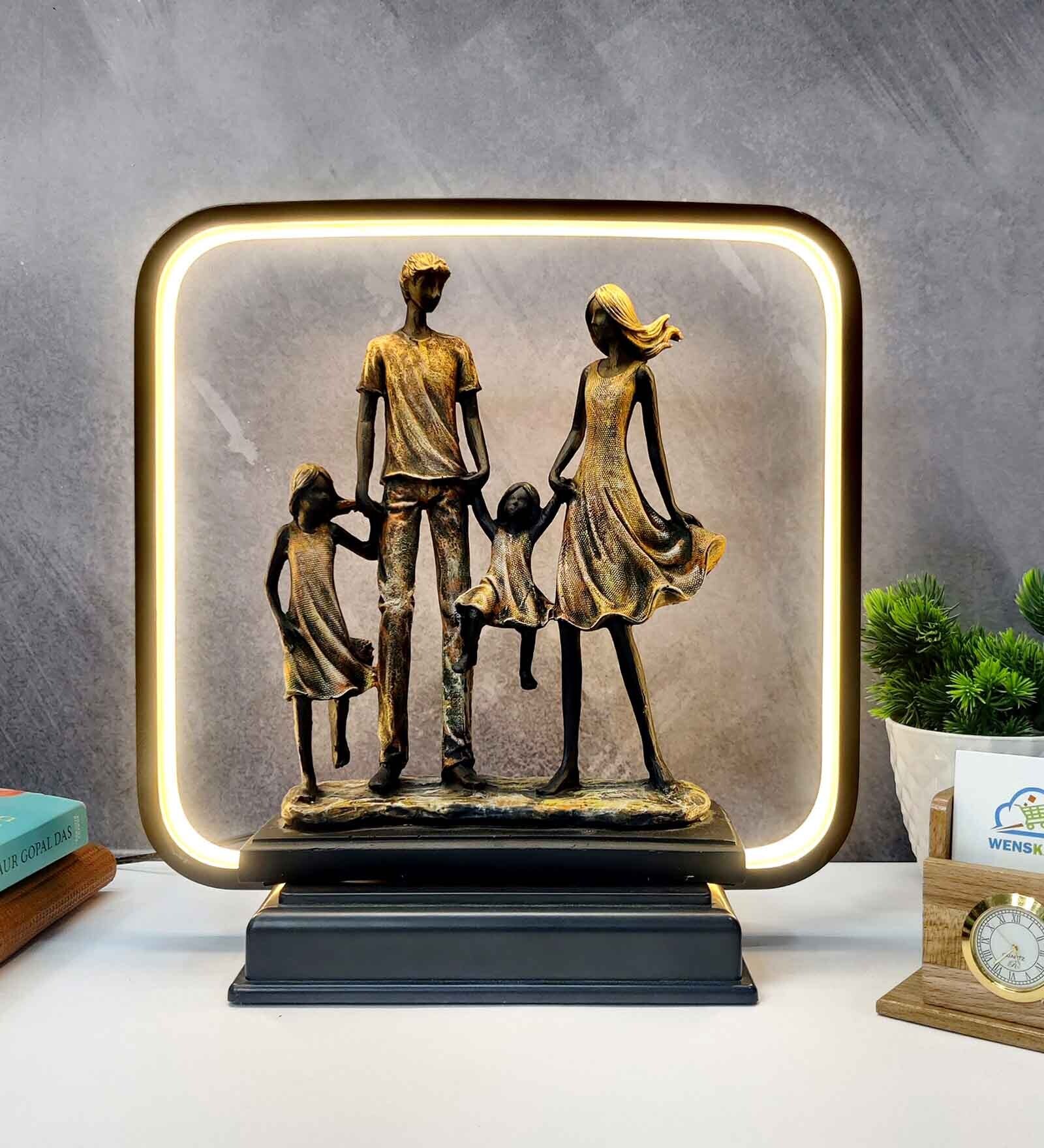 Buy Decorative Polyresin Family Figurine Acrylic Base LED Light at 12% ...