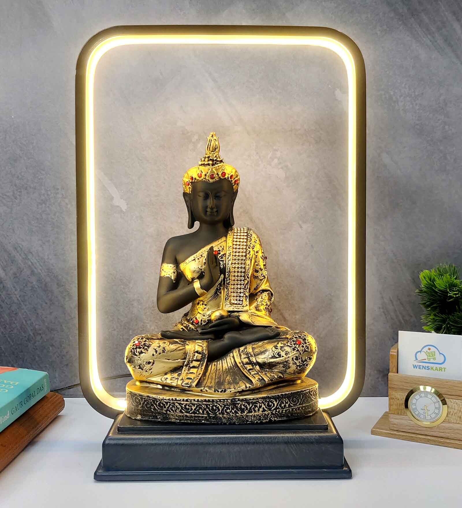 Buy Decorative Polyresin Gautam Buddha Acrylic Base LED Light at 33% ...