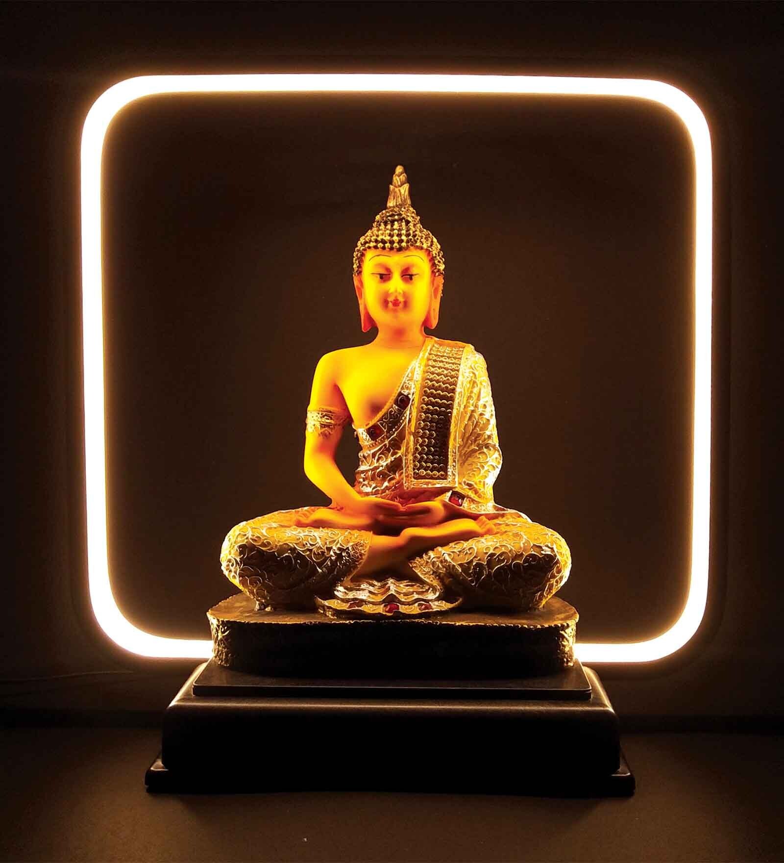 Buy Decorative Polyresin Gautam Buddha Acrylic Base LED Light at 23% ...