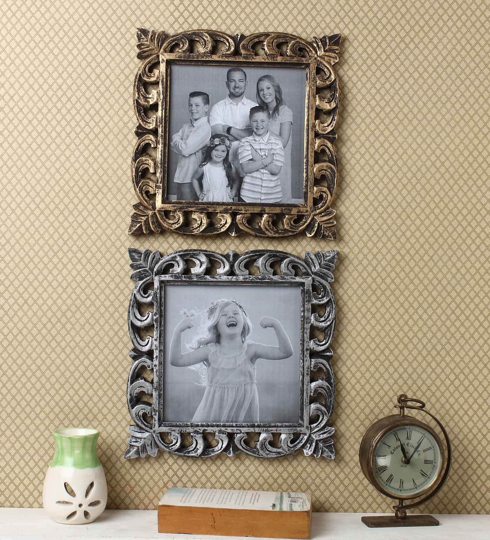 Buy Decorative Wooden Photo Frame Set of 3 Antique finish in Golden ...