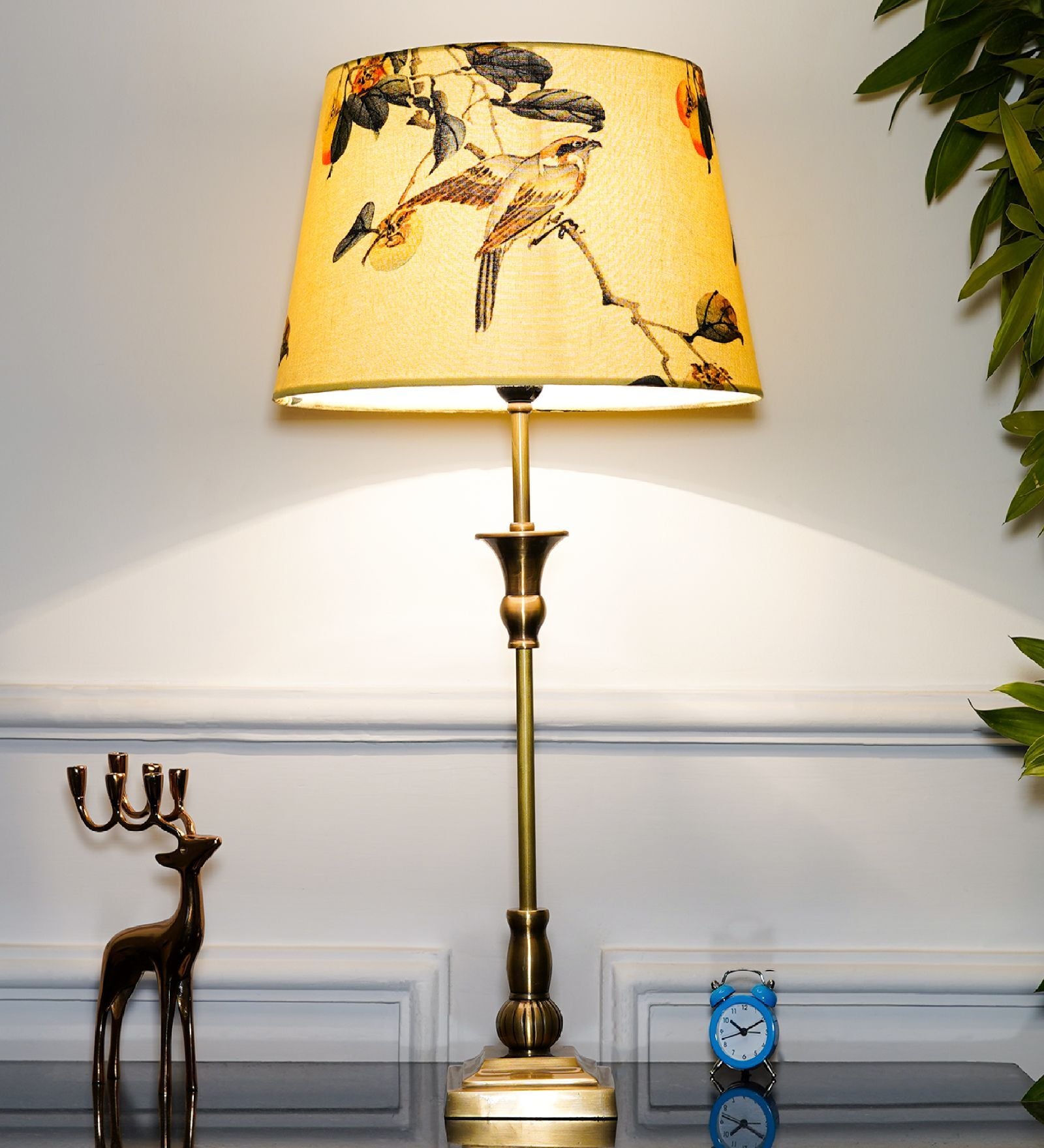 Buy Delta Brass Table Lamp with Printed Casment Shade at 44% OFF by ...