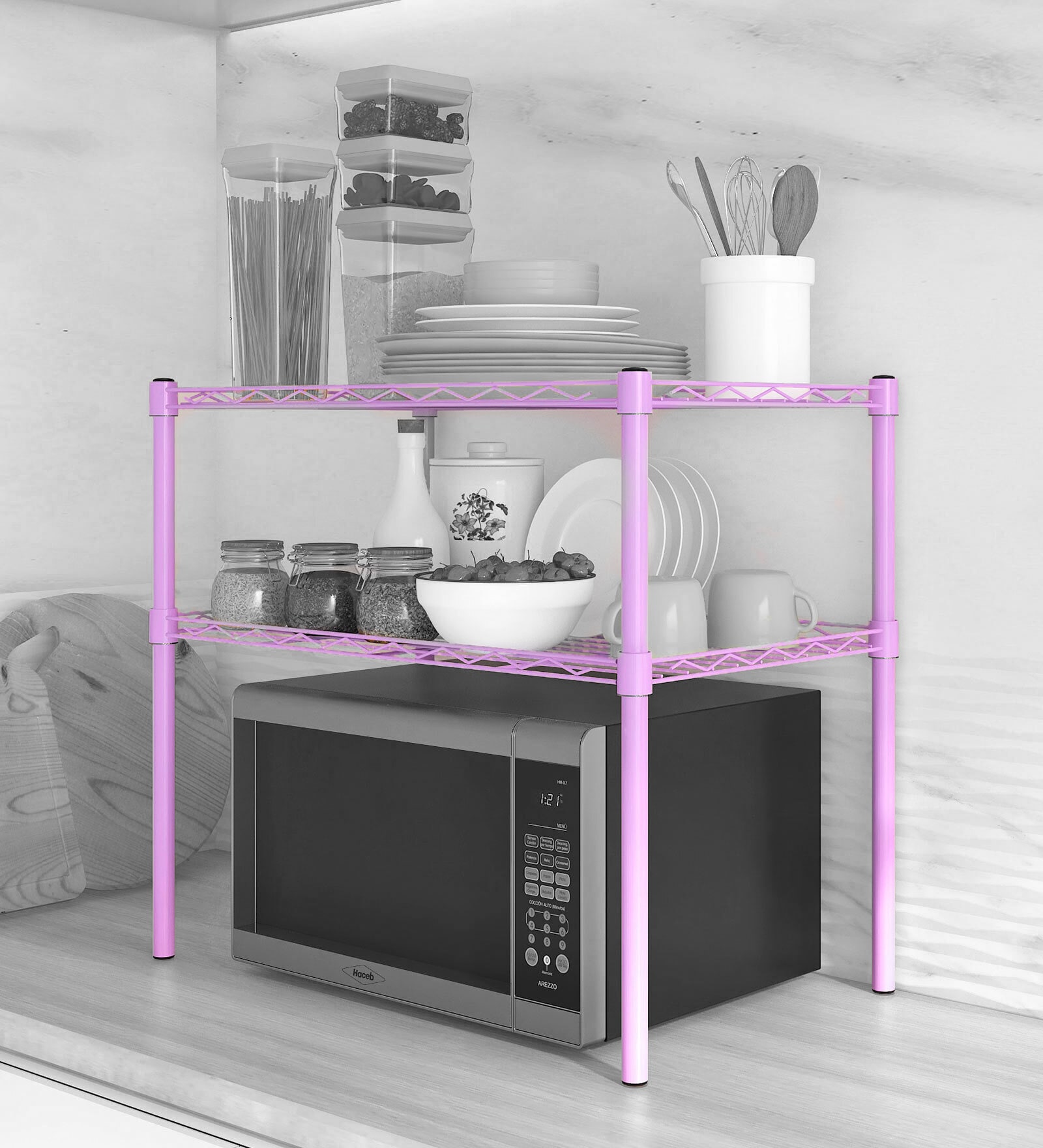 Buy Denham Kitchen Metal Racks Basic With Oven Space In Pink Colour By ...