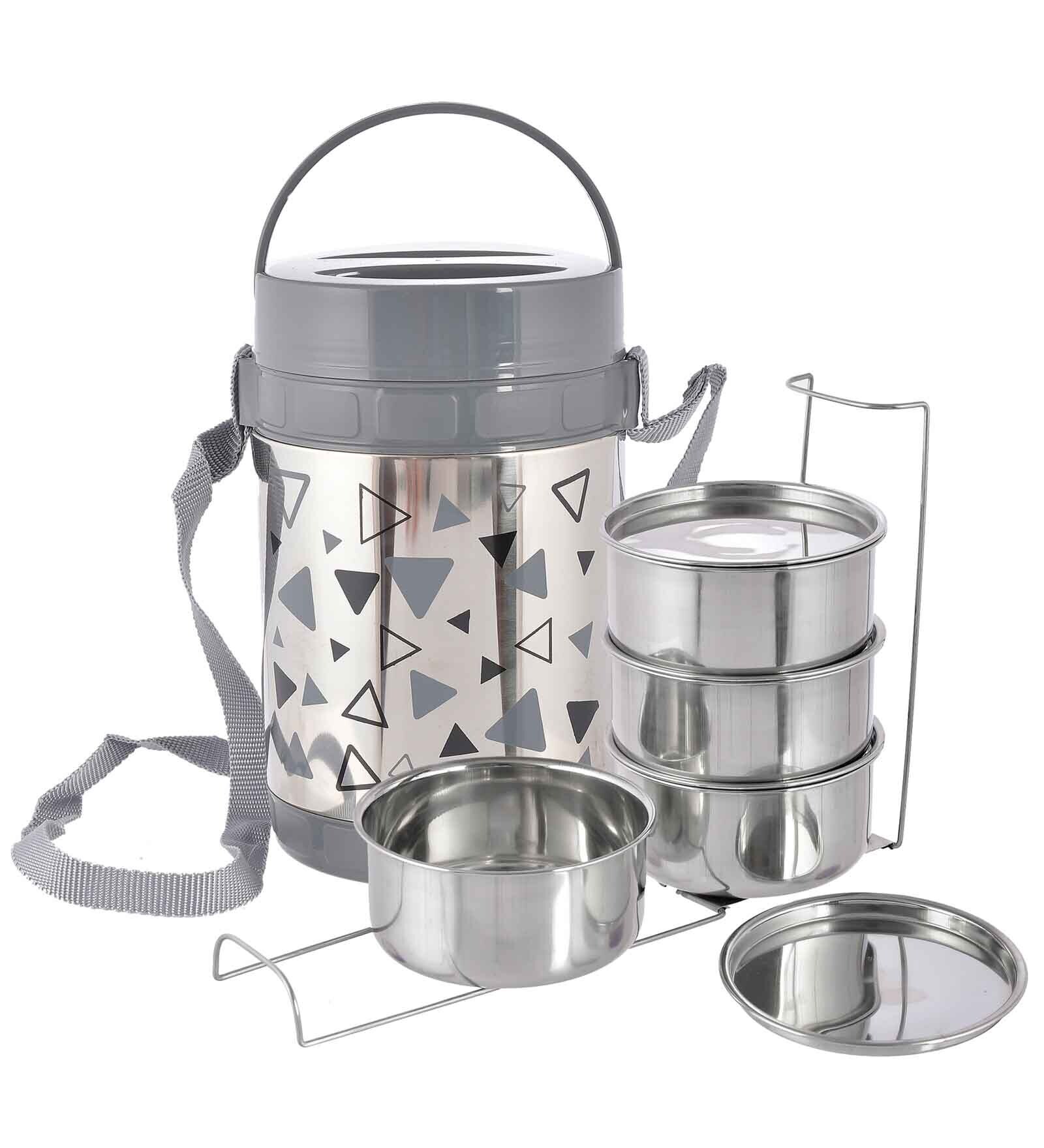 Buy Designer Grey Stainless Steel Lunch Box at 50% OFF by Kuber ...