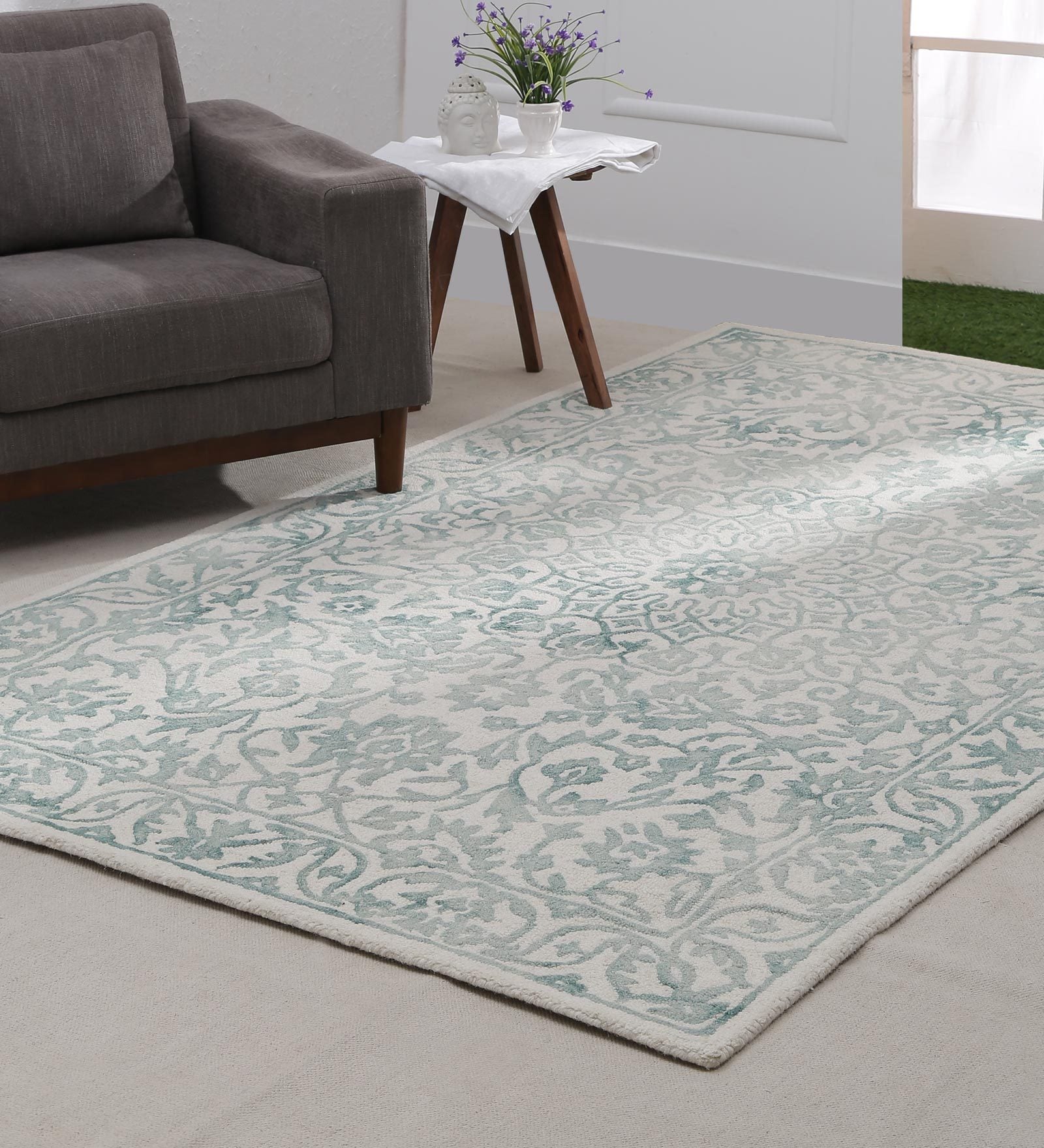 Buy Blue Wool Traditional 5 x 8 Feet Hand Tufted Carpet at 32% OFF by ...