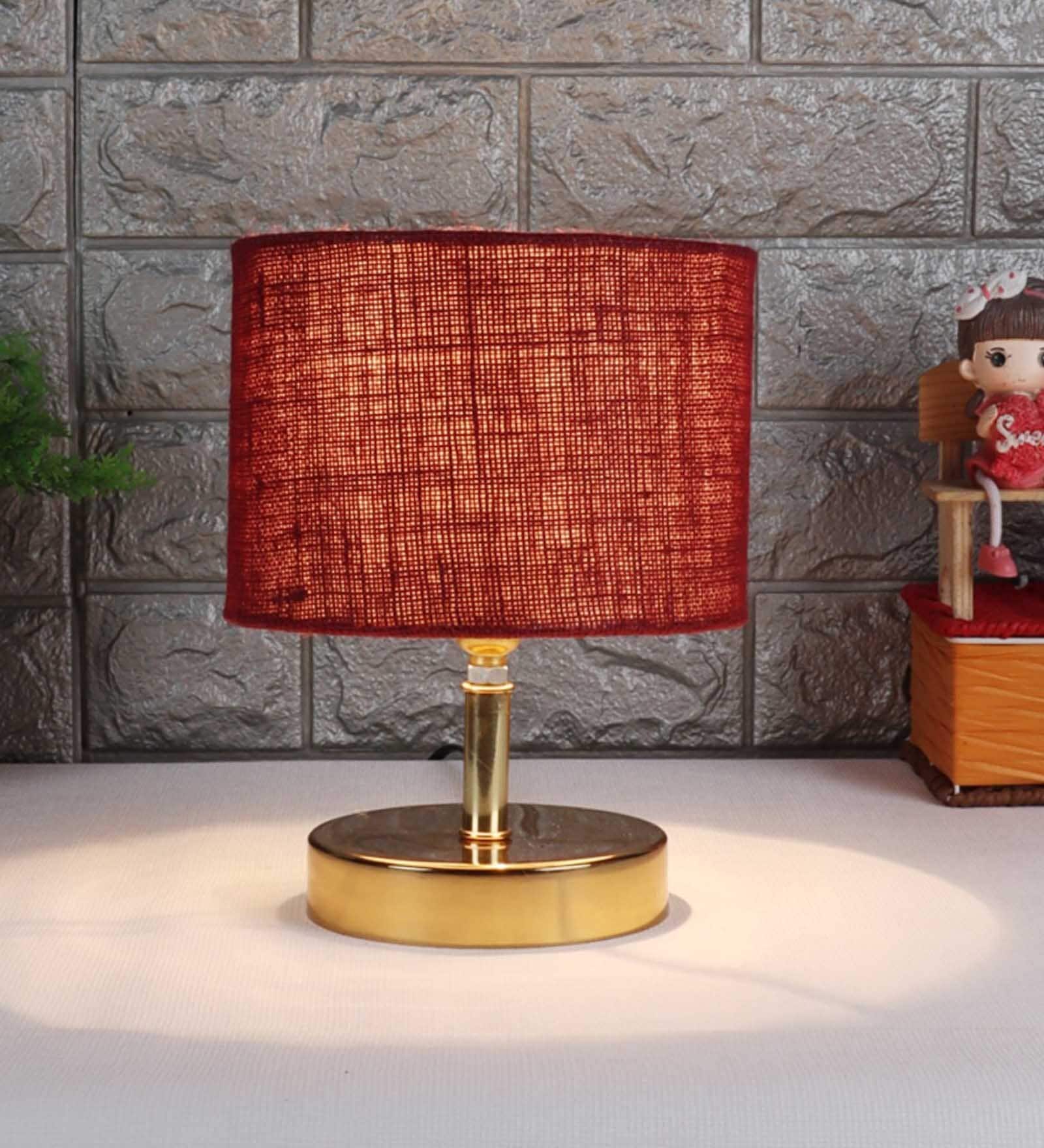 Buy Devansh Metal table lamp with Maroon Jute Shade by New Era at 29% ...