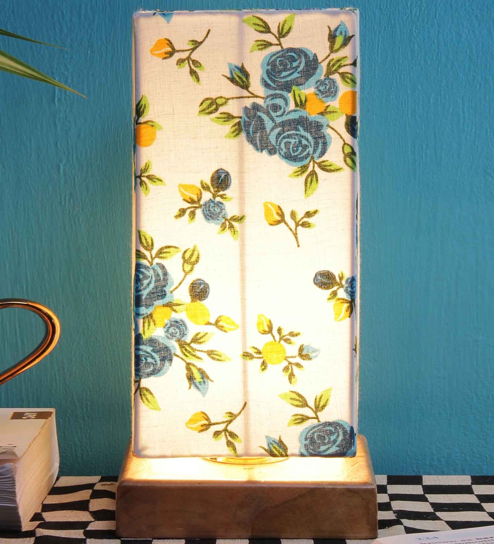 Buy Devansh Multicolor Cotton Shade With Square Wood Base at 52% OFF by ...