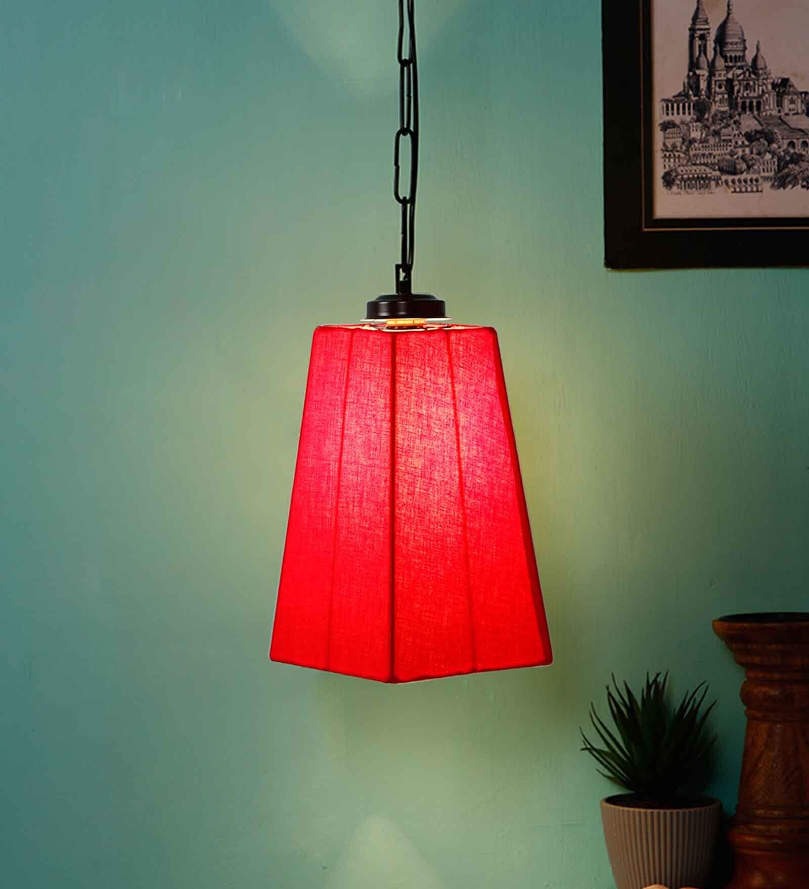 Buy Devansh Red Cotton Pyramid Hanging Single Hanging Lamp By New Era ...