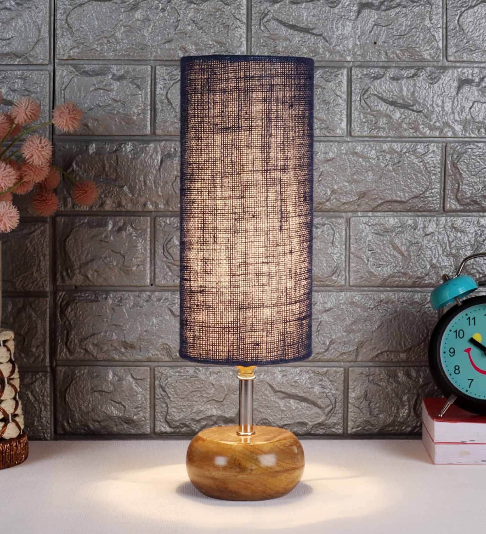 Buy Flamingo Blue Jute Shade Table Lamp With Wood Base at 48% OFF by ...
