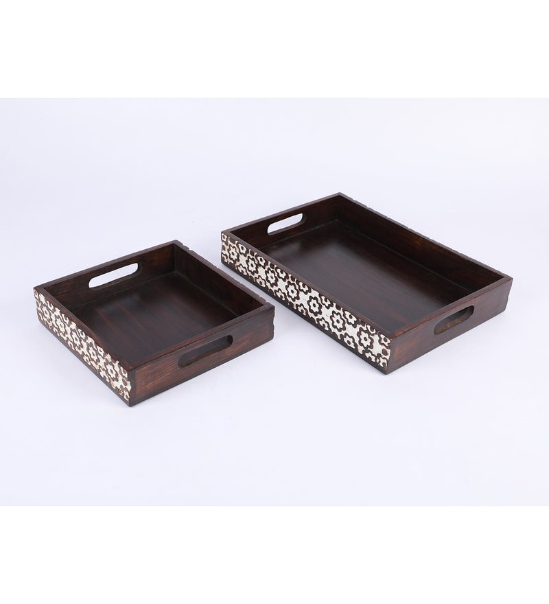 Buy Decorative and hand crafted wooden serving trays for tea / coffee ...